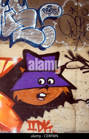 Street art on a trashy road side in Canggu, Bali, Indonesia. Trash is a ...