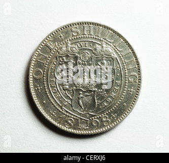 One shilling coin of pre-decimal currency, pounds, shillings and pence ...