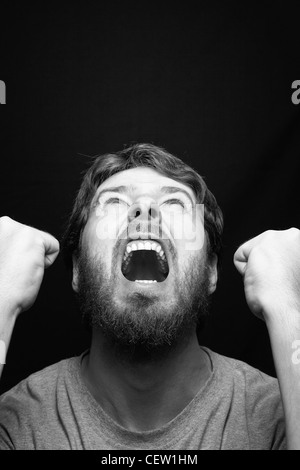 Outraged pissed man angry person crazy out of mind yelling bothered ...