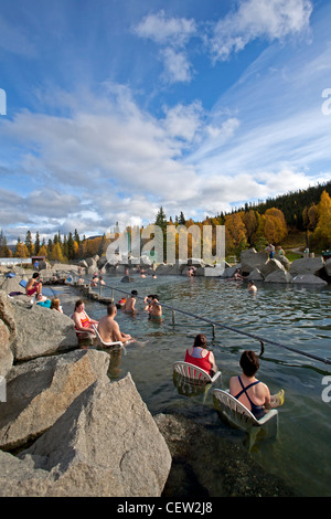 People soaking in the outdoor pool. Chena Hot Springs. Near Fairbanks ...
