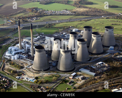 aerial view of Ferrybridge Power Station including the new Ferrybridge ...