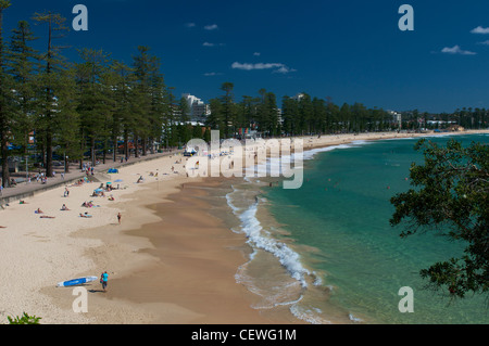 Manly Beach Sydney, Australia with enjoy manly banners floating on the ...