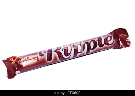 Galaxy ripple bar on white background with open cut up bar by the side ...