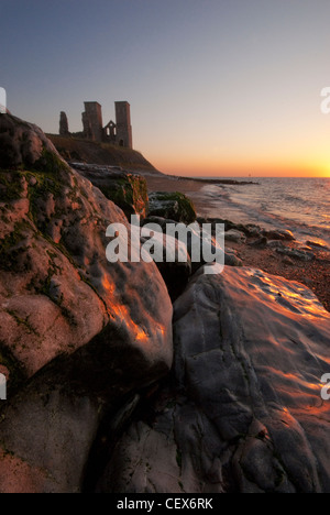 Sunset at Reculver, on the North Kent Coast, near Herne Bay, Kent, UK ...