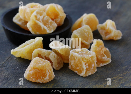 Caramelized ginger candy pieces isolated on white background Stock ...