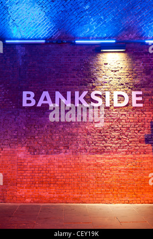 A bview of a sign for Bankside under a tunnel in Borough Market at ...