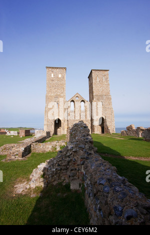 Reculver Castle Towers and Roman Fort in South-East Kent Stock Photo ...