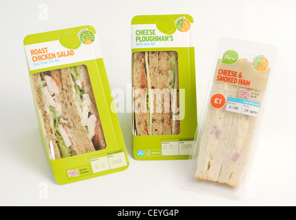 Pre packed Chicken salad sandwiches showing nutritional label on the ...