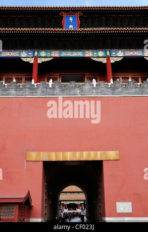 Forbidden City main entrance gate at night, Beijing, China Stock Photo ...
