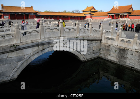 Forbidden City bridge over the Inner Golden Water River Taihe Square ...