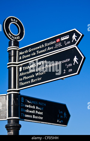 Thames path signpost in Greenwich, London England United Kingdom UK ...