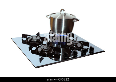 Mirror glass gas hob isolated on white Stock Photo - Alamy