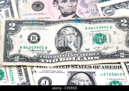 Rare two dollar USA bill or banknote The back showing Declaration of ...