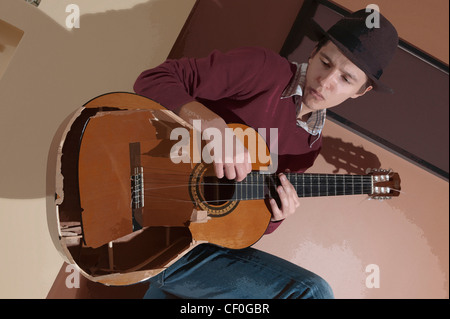 Exploding guitar music Stock Photo - Alamy