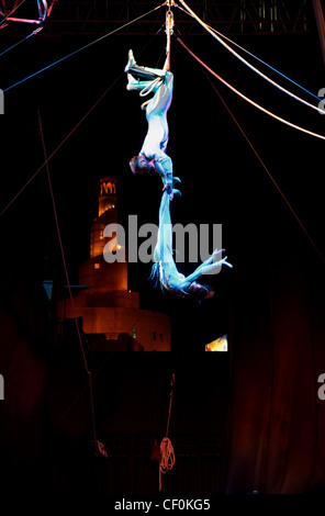 Circus Performers on Trapeze Stock Photo - Alamy