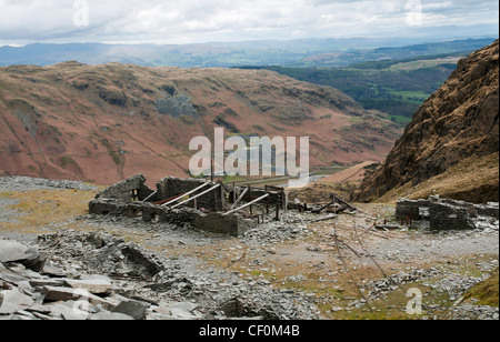 Disused mine buildings at slate mine, Coniston Old Man, Lake District ...