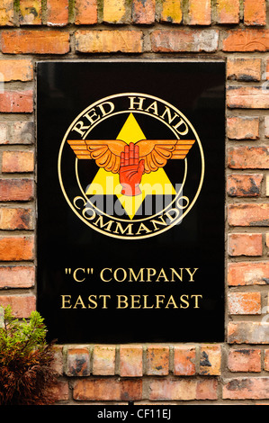 Red Hand Commando RHC loyalist mural on Belfast Shankill Estate Stock ...