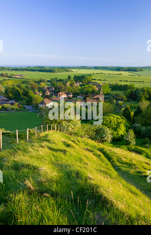 A view over the village of Postling at sunset Stock Photo - Alamy