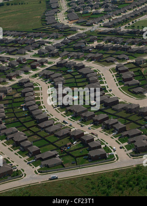 Aerial view of suburbs in Dallas-Ft Worth metroplex. Texas has ...