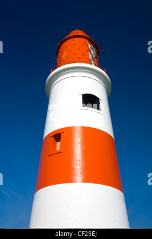 The red and white striped Souter Lighthouse photographed with red ...