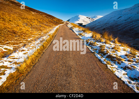 Scotland, Scottish Highlands, Glen Gloy. Single track mountain road ...