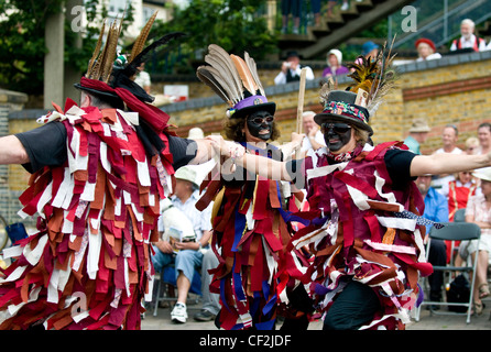 'Border' Morris dancers performing on Harbourside, Lynmouth, Devon ...