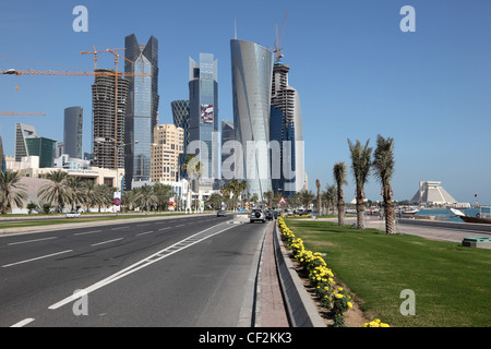 Qatar, Doha, Al Corniche Street, modern architecture, playground Stock ...