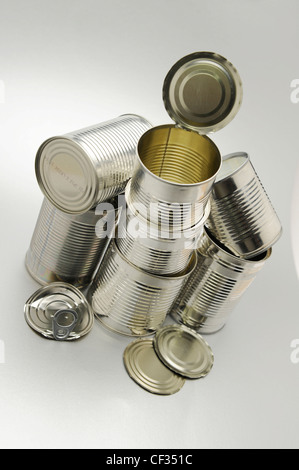 Years Of The Tin Can A still life image of a group of opened pasta tins ...