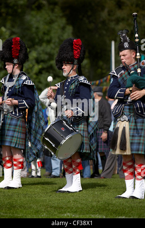 Scottish Marching band at the Lonach Highland Games at Strathdon in ...