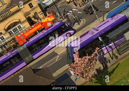 First York FTR buses passing York railway station Stock Photo - Alamy