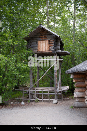 Traditional food cache, Athabascan, the Native Alaskan Heritage Center ...
