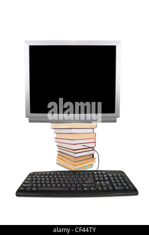 Collage design with computer monitor on white background, different ...