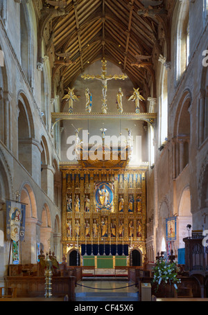 Wymondham Abbey Church gilded altar screen by Sir Ninian Comper golden ...