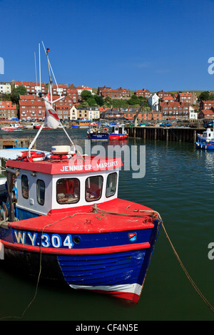Whitby harbour waterfront quays boats North Yorkshire UK Great Britain ...