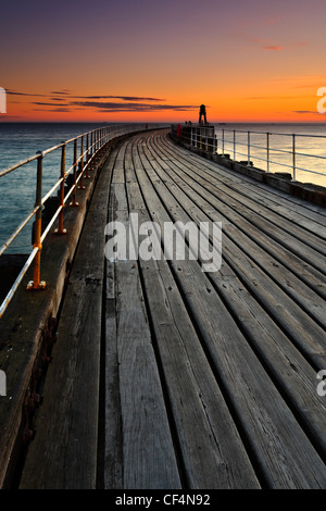 Whitby Fishing Harbour Pier and Boardwalk, beautiful Blue Sky on ...