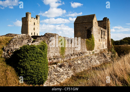 The ruins of Helmsley Castle a medieval fort in the North York Moors ...
