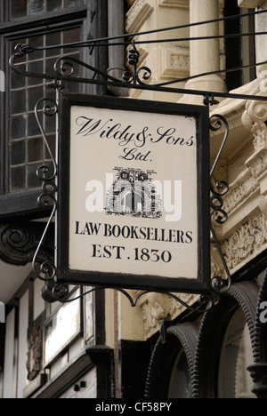 Wildy & Sons Legal bookshop window. Lincolns Inn Archway. London. UK ...