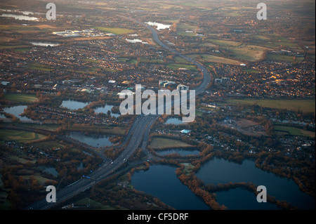 The M25 near London Heathrow airport seen from the M25 motorway with ...