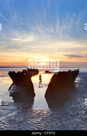 The wreck of the Norwegian barque SS Nornen on Berrow beach Somerset ...