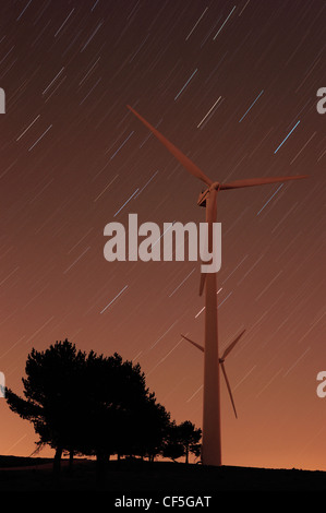 Wind farm at night Stock Photo - Alamy