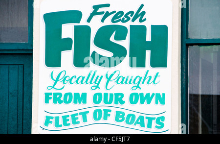 Advertising of fresh fish outside the Fish Shed Brancaster Staithe ...