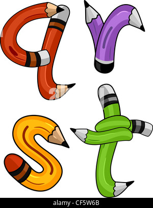 Illustration of Pencils Shaped Like Letters of the Alphabet Stock Photo ...