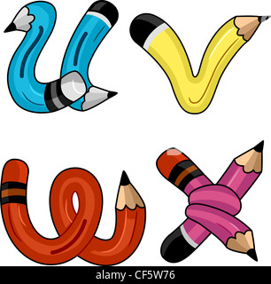 Illustration of Pencils Shaped Like Letters of the Alphabet Stock Photo ...