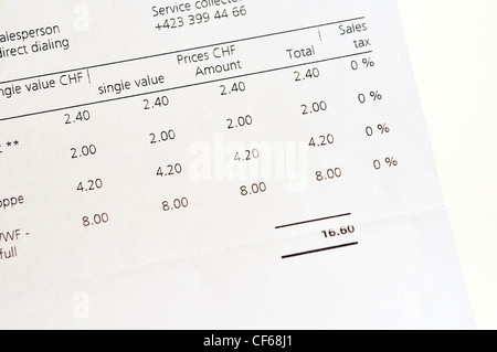 Invoice in Swiss franks Stock Photo - Alamy