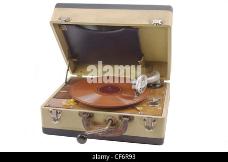 An old vintage hand crank record player Stock Photo - Alamy