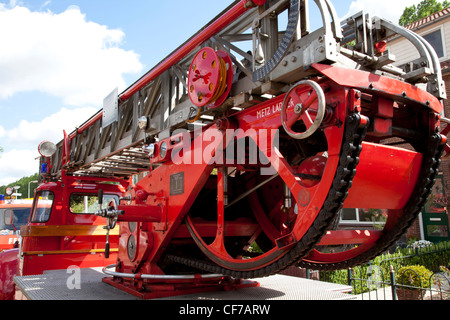 Detail of old red fire engine Stock Photo - Alamy