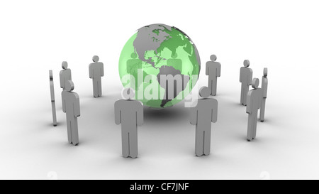 Earth surrounded by men Stock Photo - Alamy