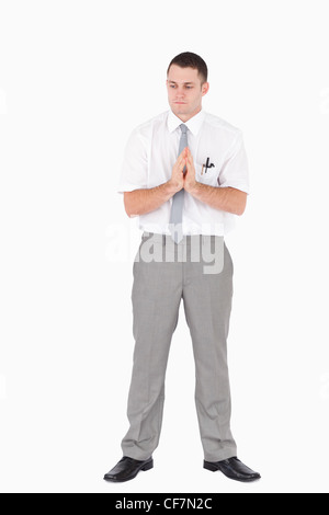 Portrait of confident male salesperson standing arms crossed outside ...