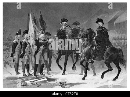 Wounded Hessian Colonel Johann Rahl surrenders Trenton to George Stock ...