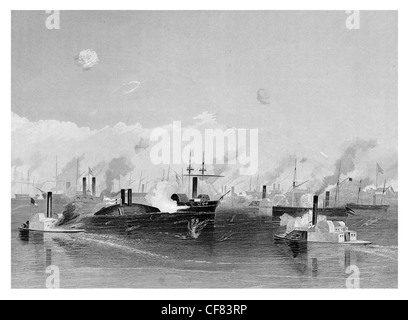 Battle of New Orleans - USA Civil War - Union Fleet passing Forts ...